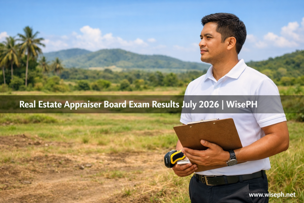 Real Estate Appraiser Board Exam Results July 2026 | WisePH